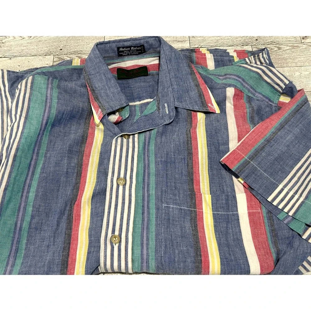 Shirts | Jeremy Boston Co Shirt Mens Medium Blue Red Striped Indian ...